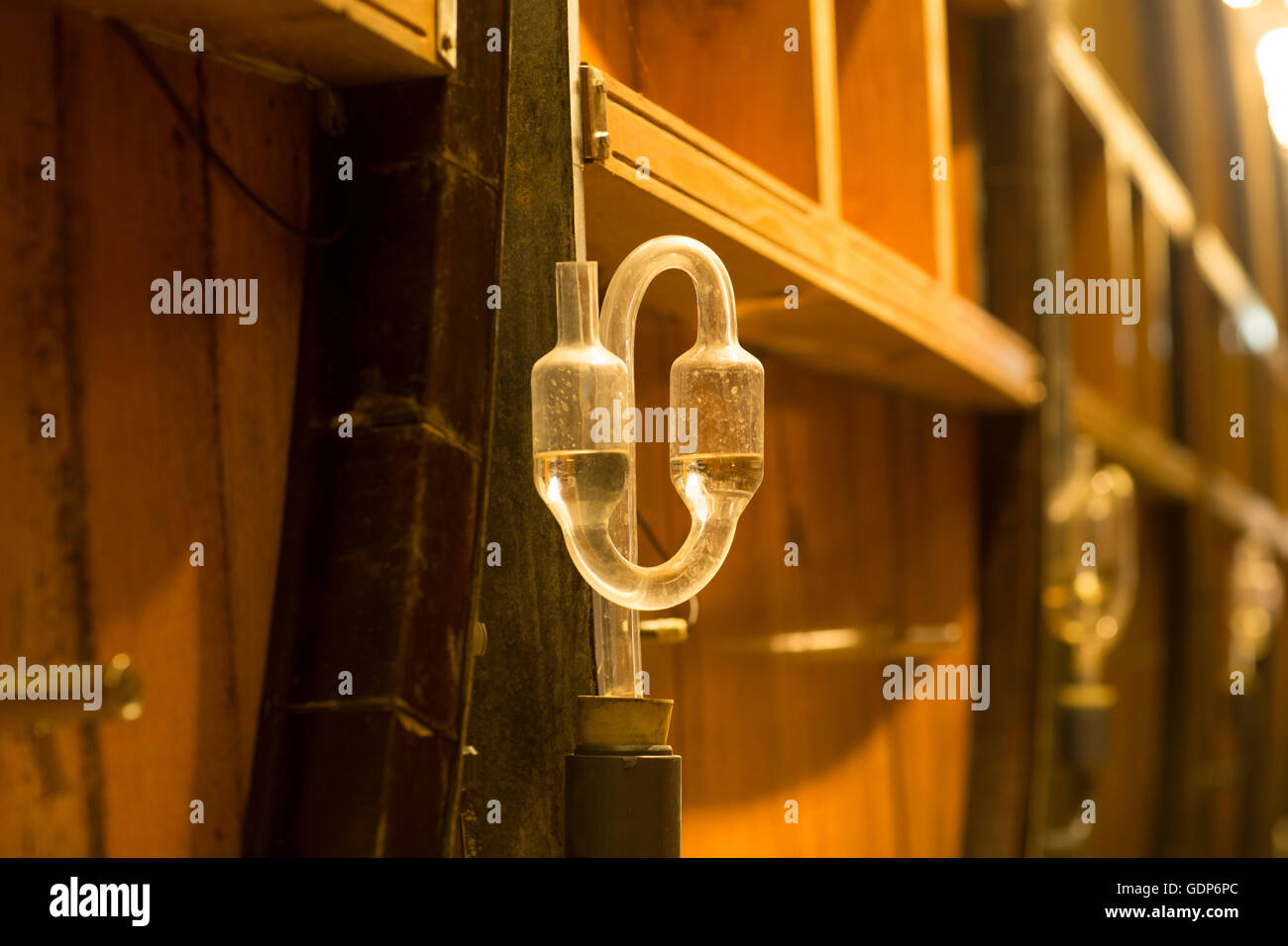 Air lock of fermentation tank in wine cellar Stock Photo - Alamy
