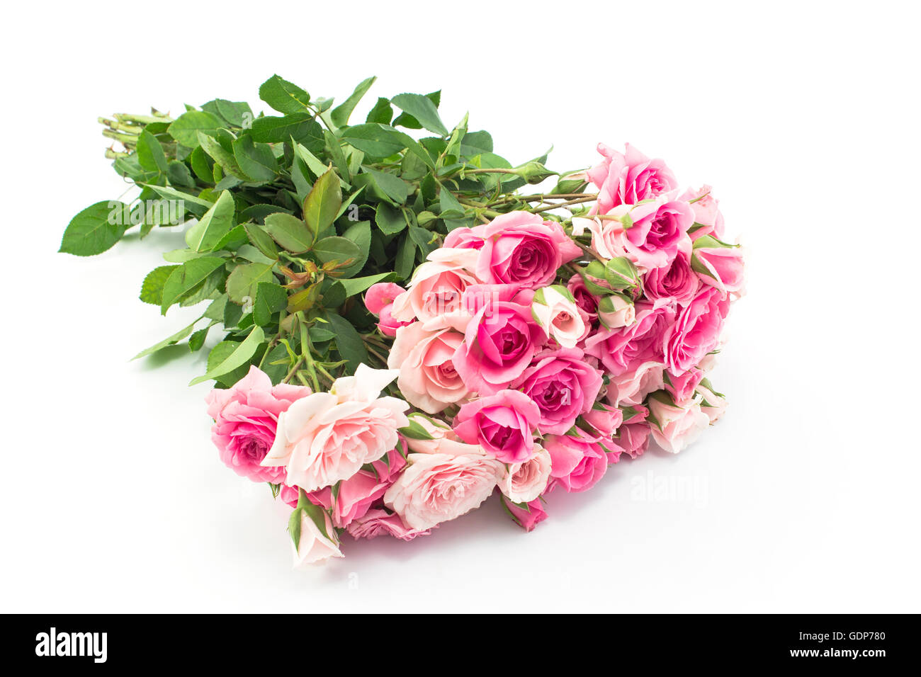 Bouquet of Pink Roses Isolated on White Stock Photo - Alamy