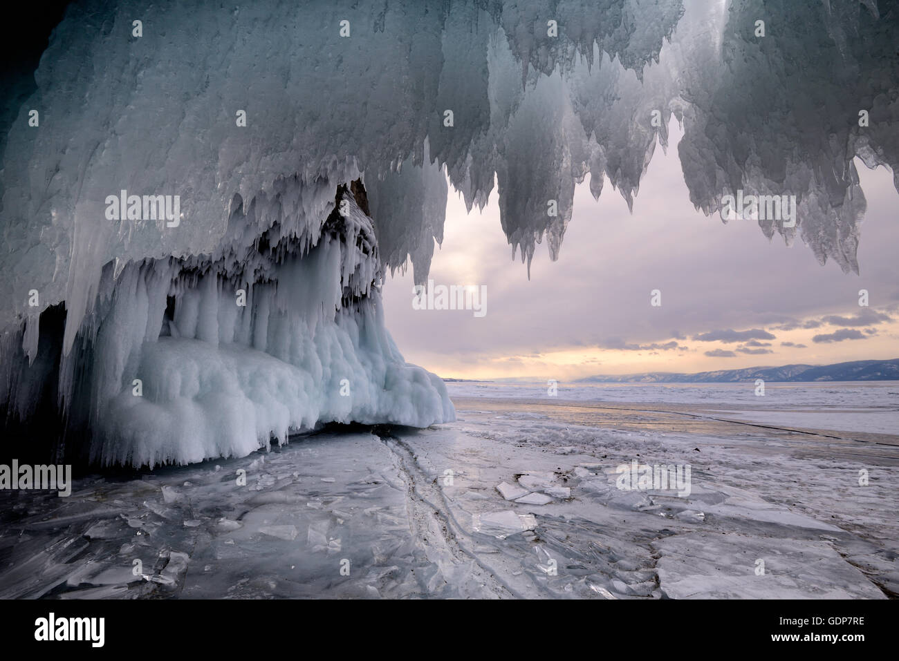 Kharantsy ice caves, Baikal Lake, Olkhon Island, Siberia, Russia Stock Photo - Alamy
