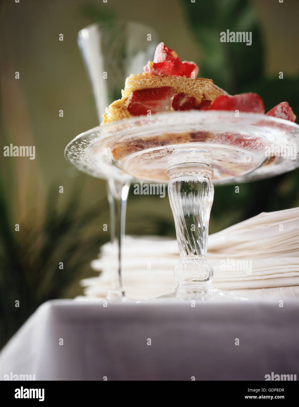 Strawberry shortbread dessert on glass plate Stock Photo - Alamy