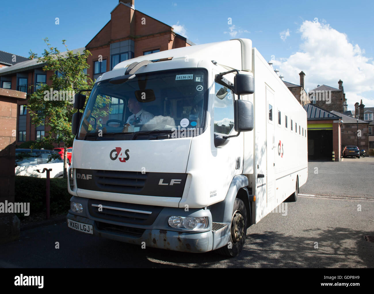 A G4S van leaves Paisley Sheriff Court after two Canadian pilots were ...