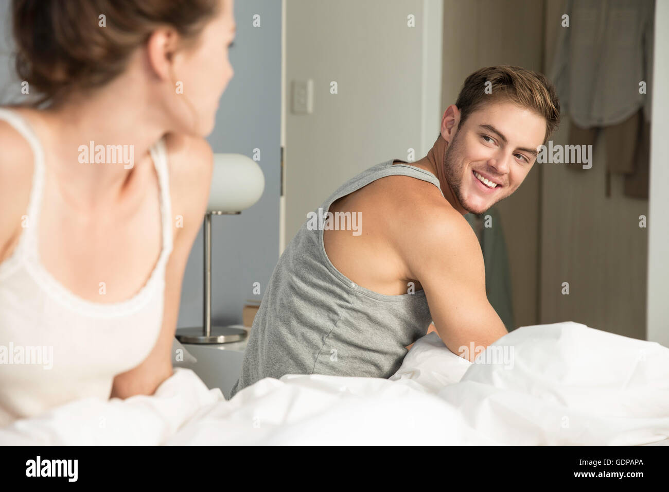 Woman Getting Up From Bed High Resolution Stock Photography and Images ...