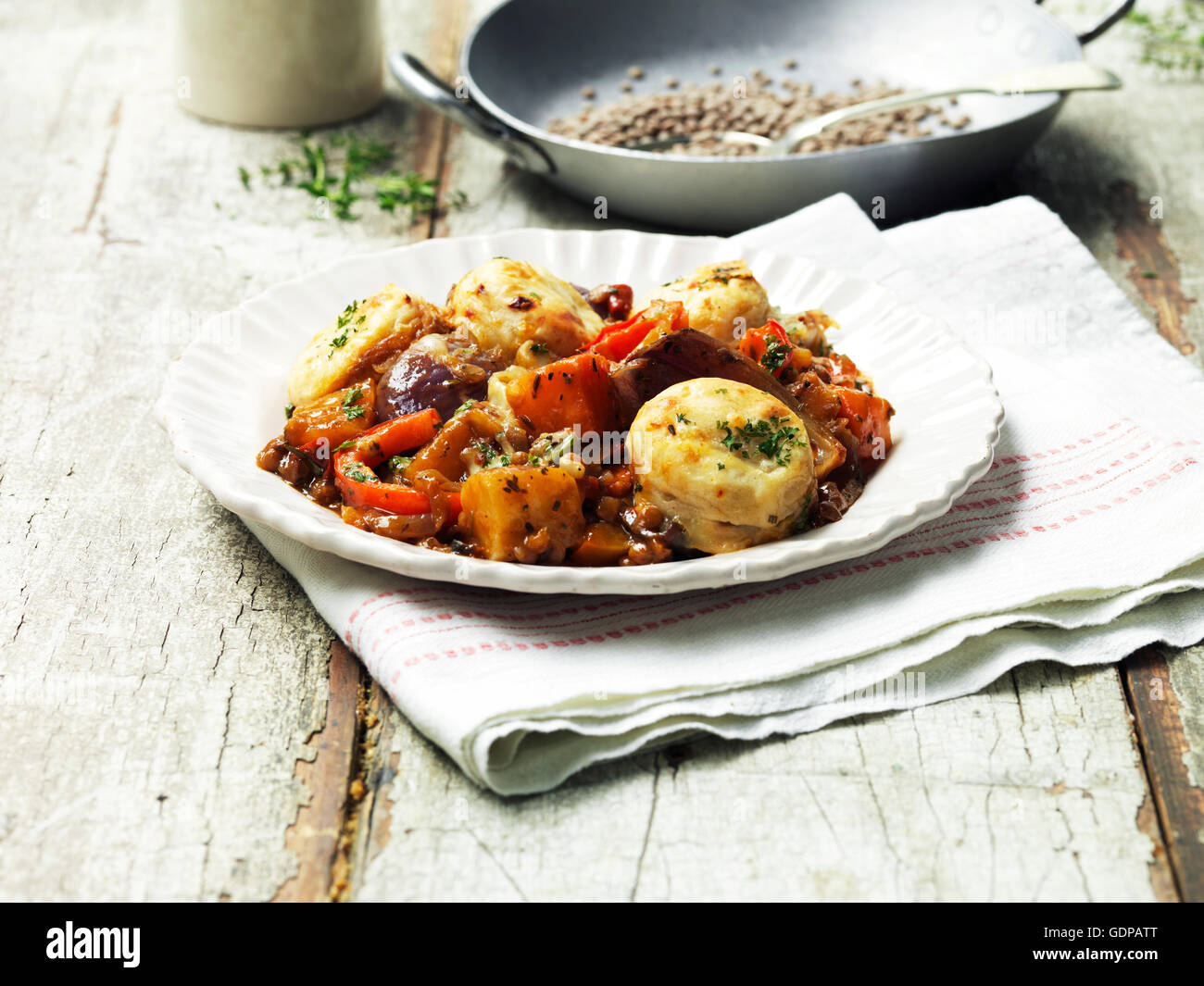 Root vegetable cobbler Stock Photo - Alamy