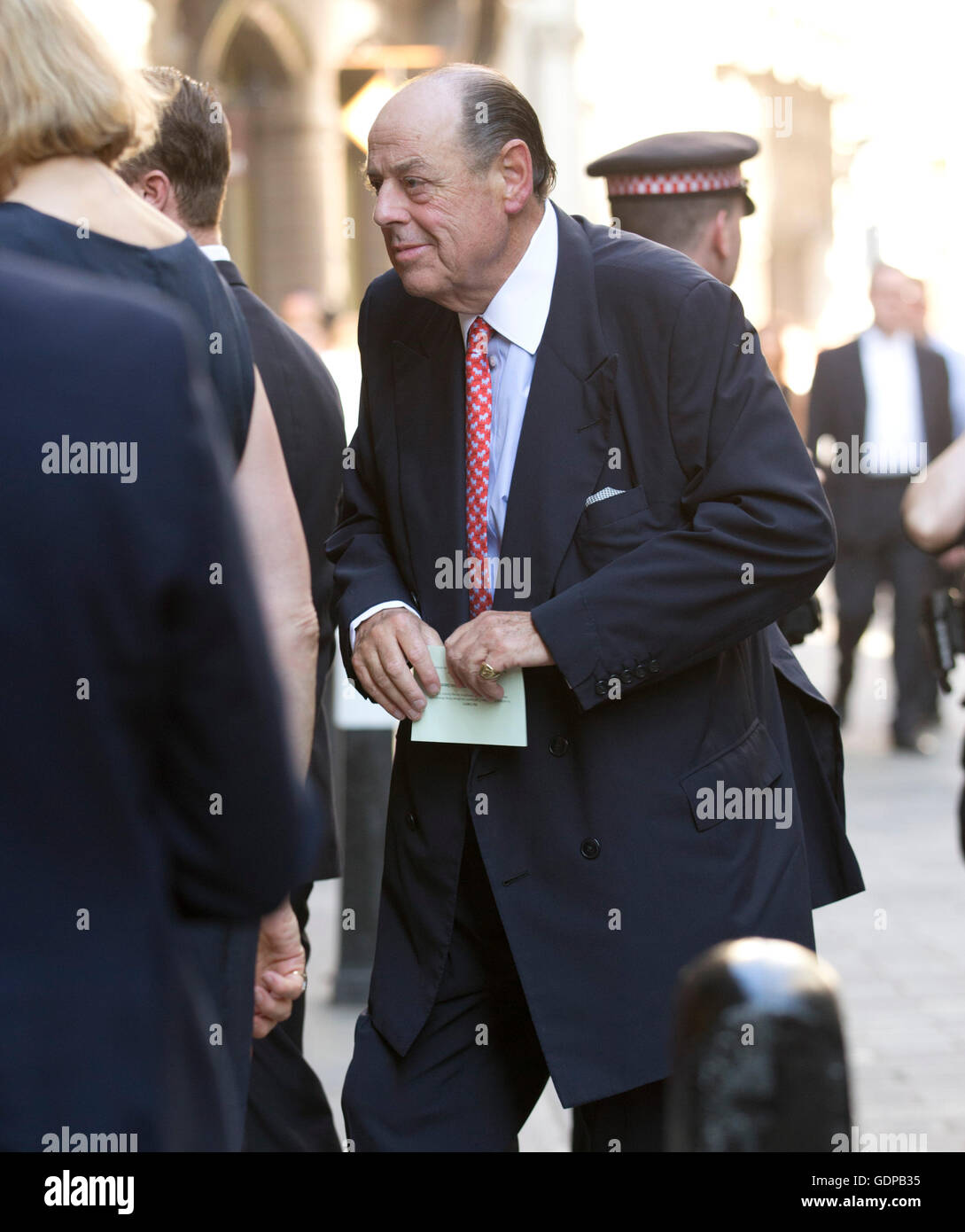 Sir Nicholas Soames MP arriving at a private party hosted by Queen ...