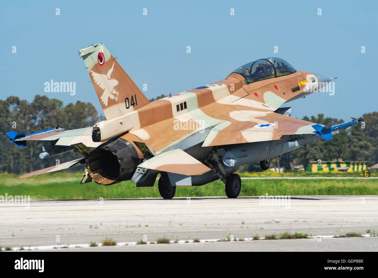 Israeli Air Force (IASF) F-16D Block 30 Barak taking off from Andravida ...