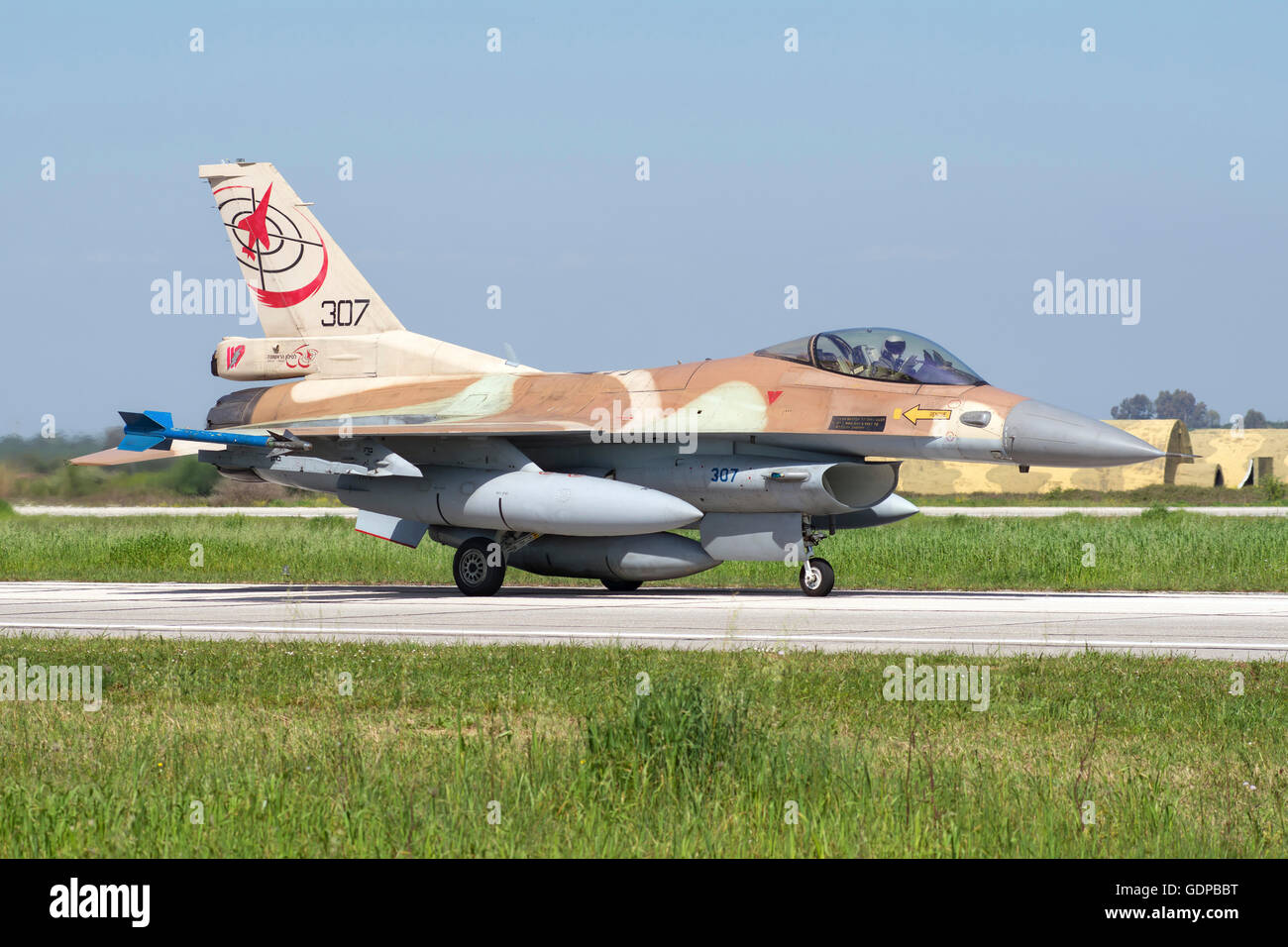 Israeli Air Force (IASF) F-16C Block 30 Barak taxiing in Andravida ...