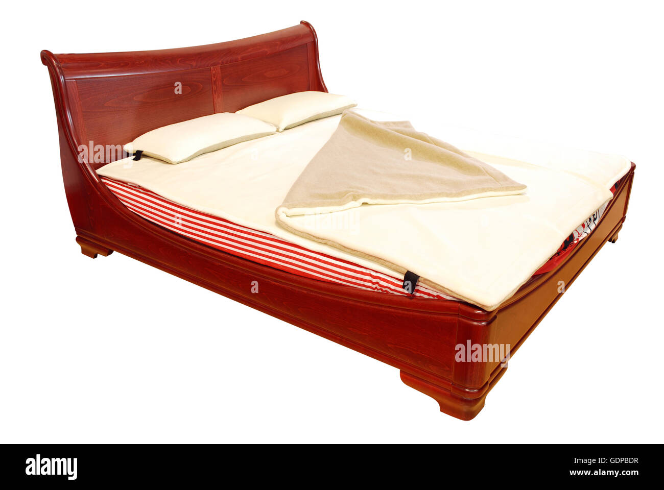 Modern bedroom wooden bed Cut Out Stock Images & Pictures - Alamy