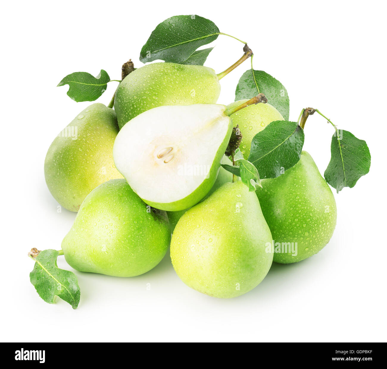 green pears isolated on the white background Stock Photo - Alamy