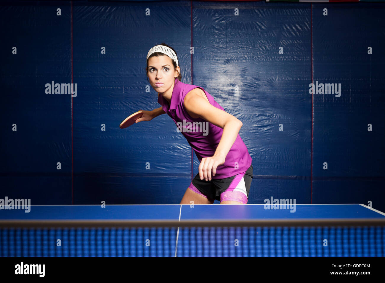 Table tennis player training Stock Photo - Alamy