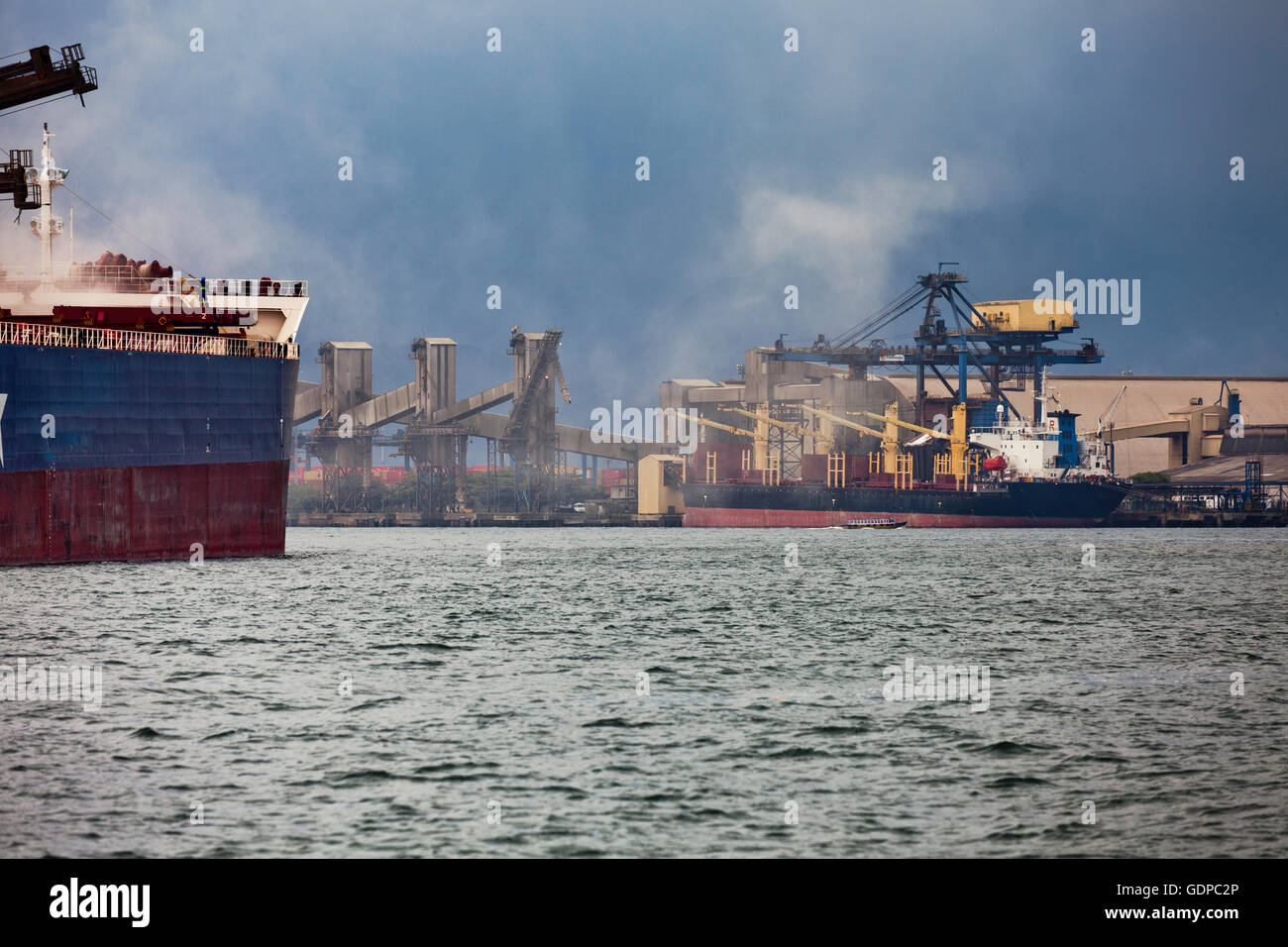 A ship loading with Soy Beans at the Port of Santos, Brazil Stock Photo ...