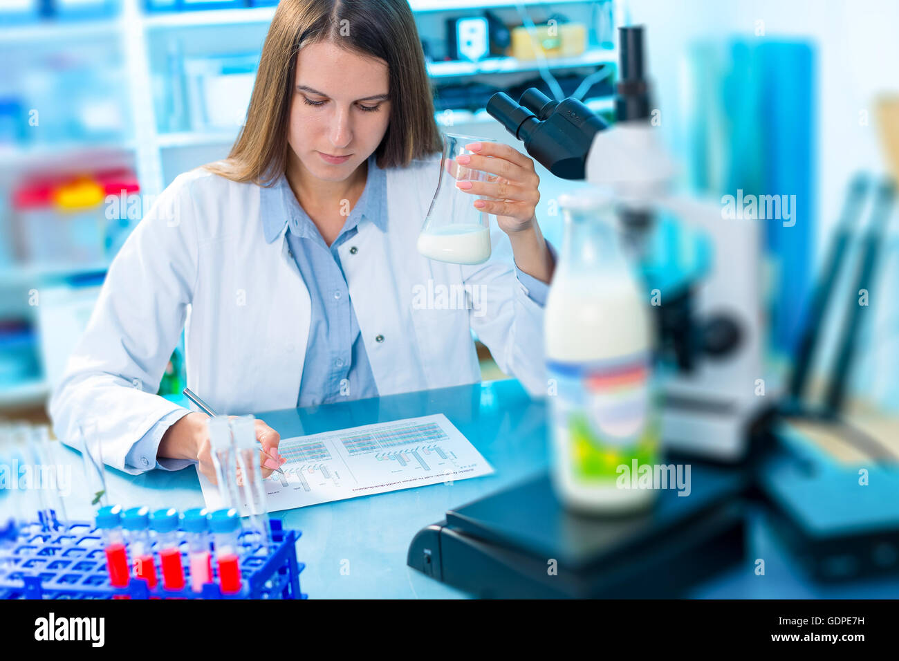 microbiological and chemical quality control of milk Stock Photo - Alamy