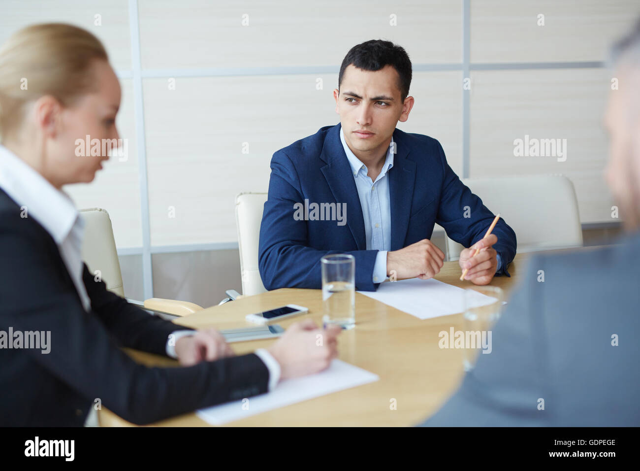 Serious man brainstorming planning hi-res stock photography and images ...