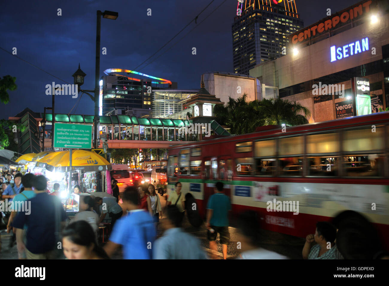 the city centre at night near the Siam Square in the city of Bangkok in ...