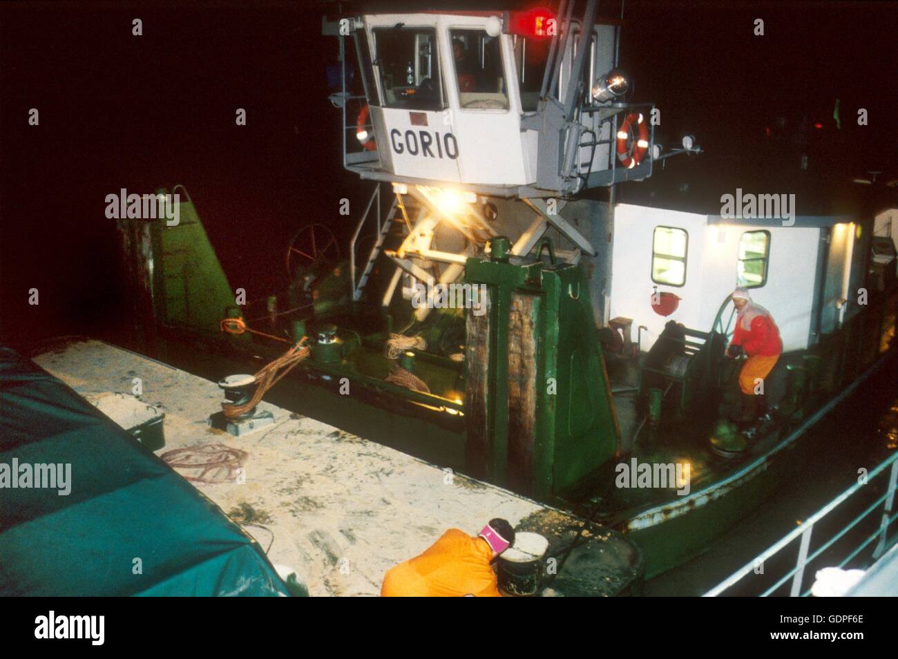 pusher boat with barge for goods transport in navigation on the Po ...