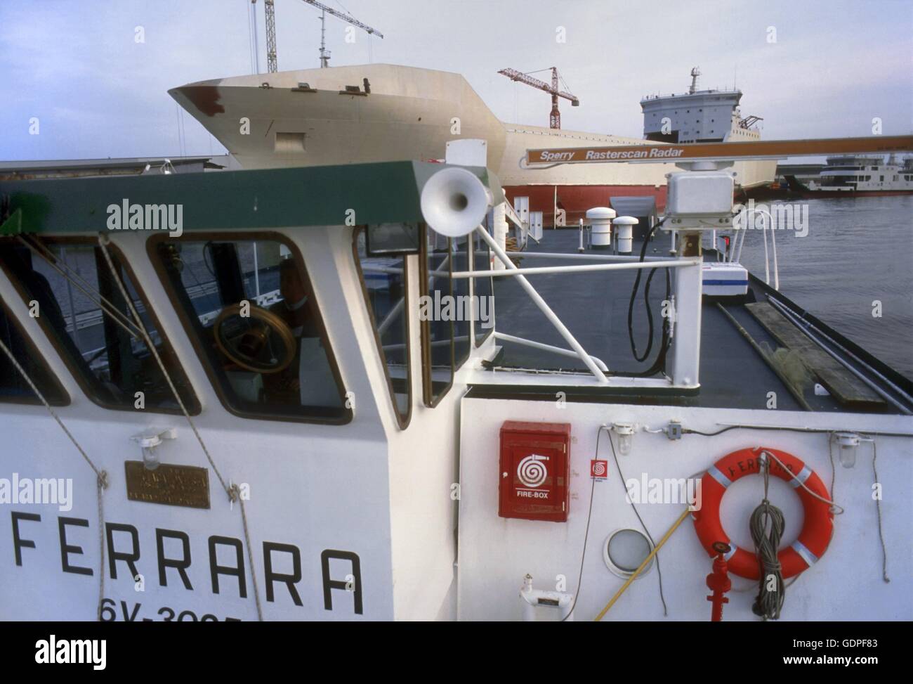 pusher boat with barge for goods transport in navigation on the Po ...