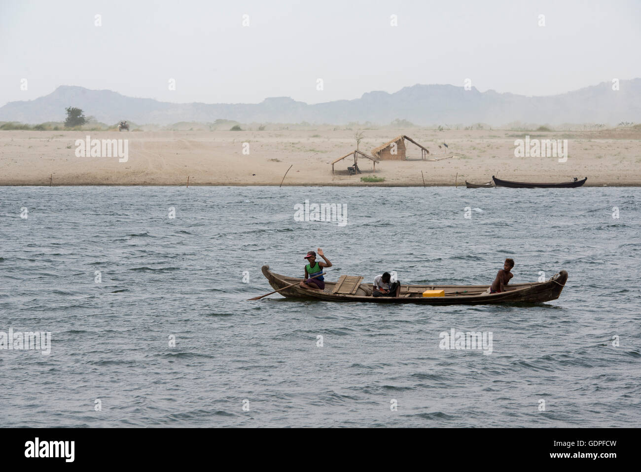 the landscape of the Ayeyarwady River in Bagan in Myanmar in ...