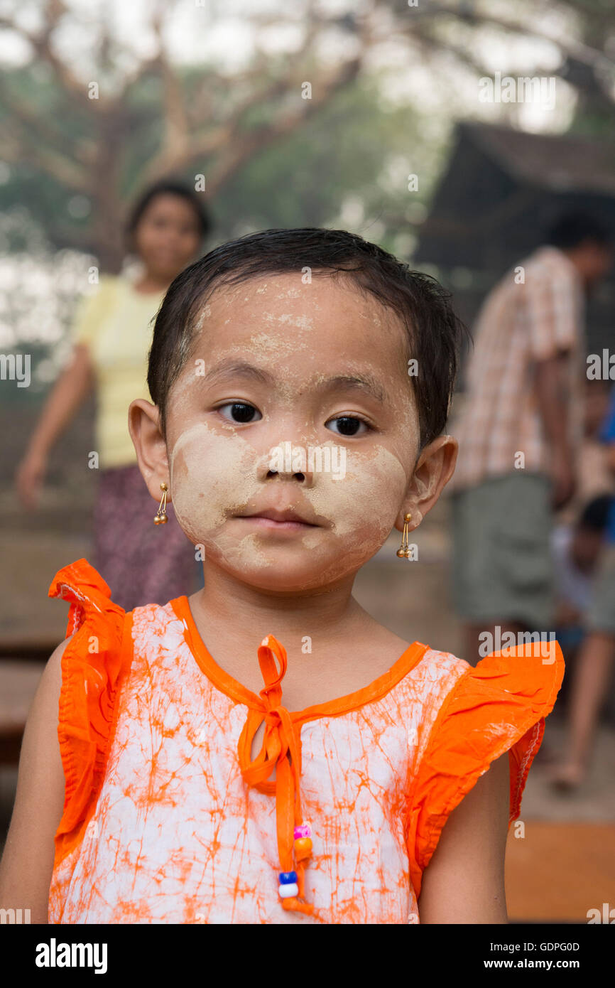a Girl with the traditional Thamaka cosmetic on the face near the ...