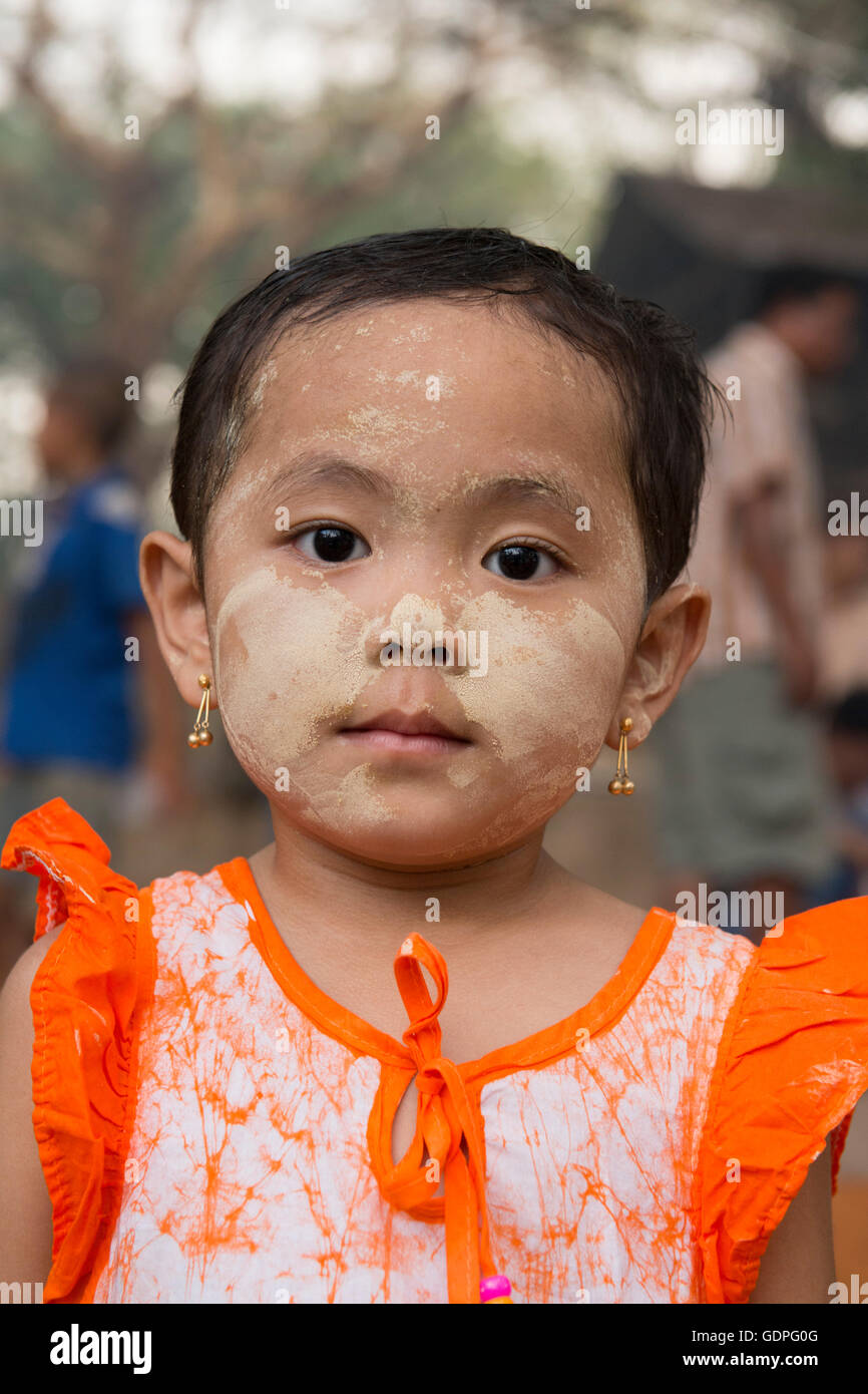 a Girl with the traditional Thamaka cosmetic on the face near the ...