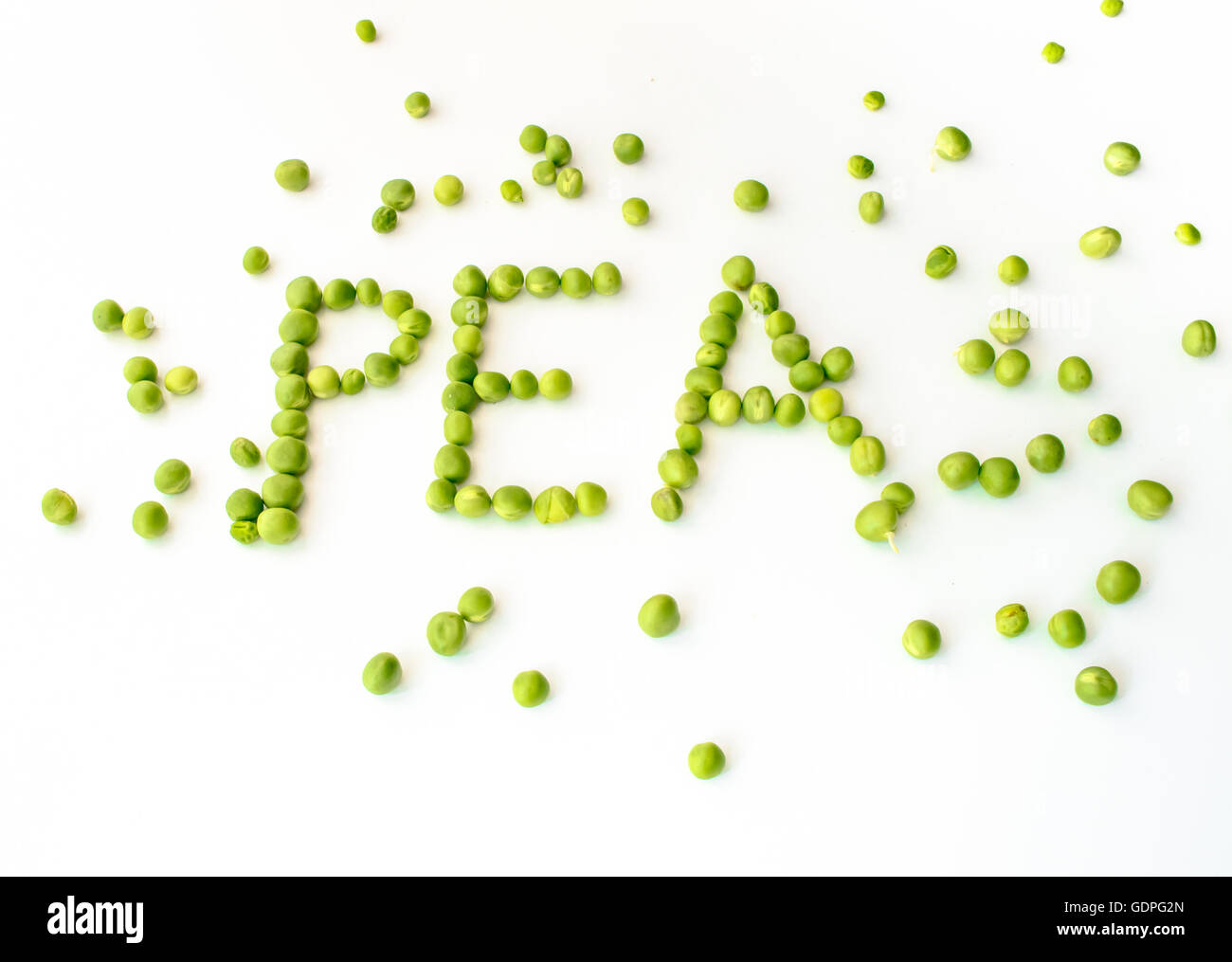 Pea Writing Isolated on White Background Stock Photo - Alamy