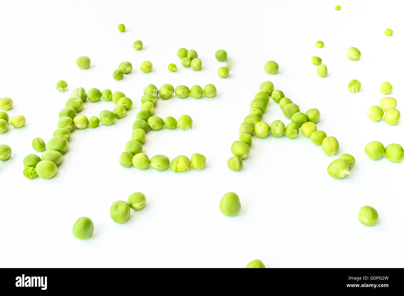Pea Writing Isolated on White Background Stock Photo - Alamy