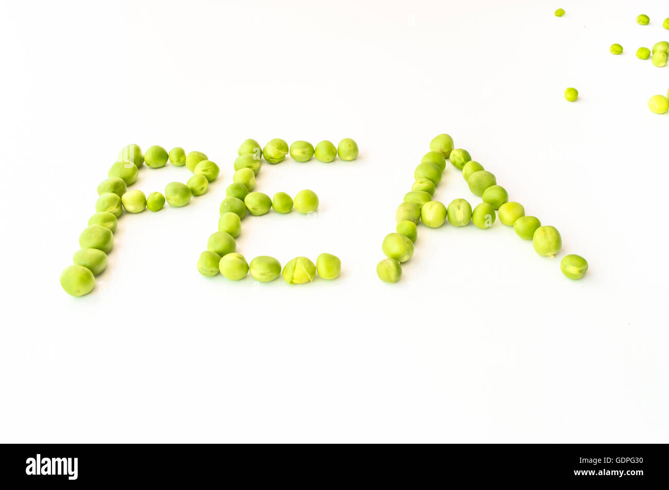 Pea Writing Isolated on White Background Stock Photo - Alamy