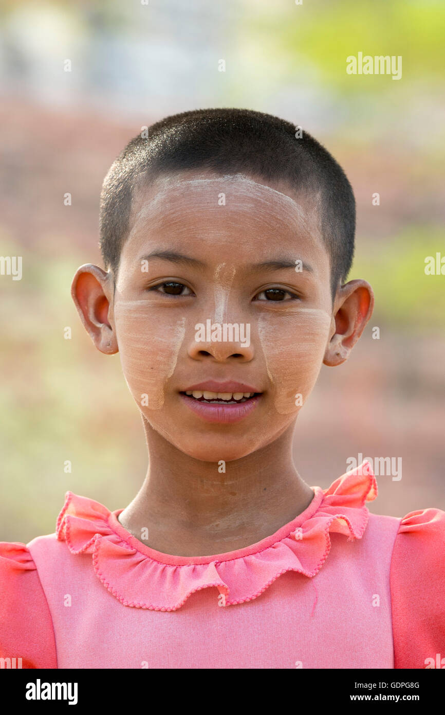 a Girl with the traditional Thamaka cosmetic on the face near the ...