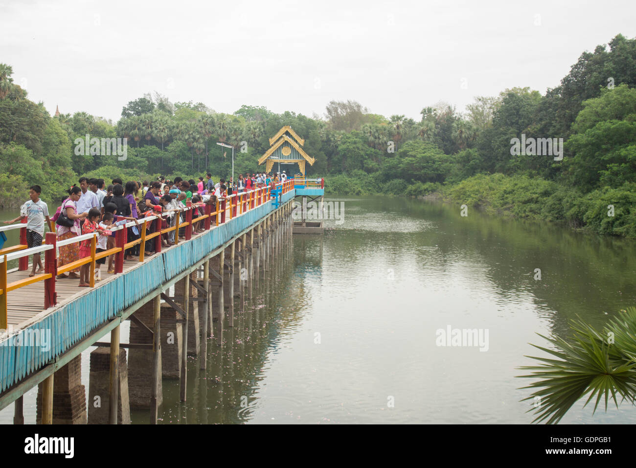 The Park and Pool at the Lawkananda Pagoda at the Ayeyarwady River in ...