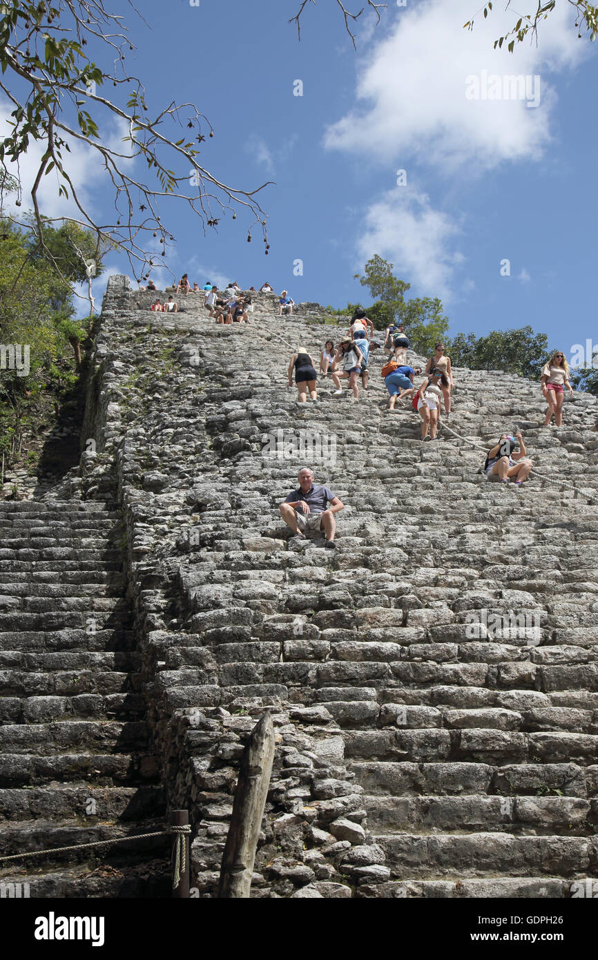 the nohoch mul pyramid at the ancient mayan archaeological site at coba ...