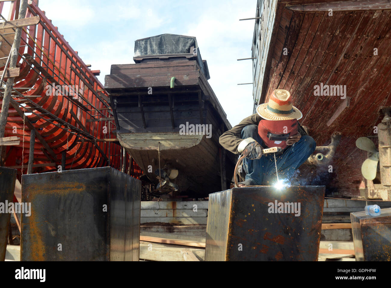 a Ship manufactur near the city of Myeik in the south in Myanmar in ...