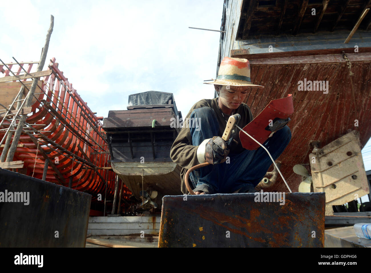 a Ship manufactur near the city of Myeik in the south in Myanmar in ...