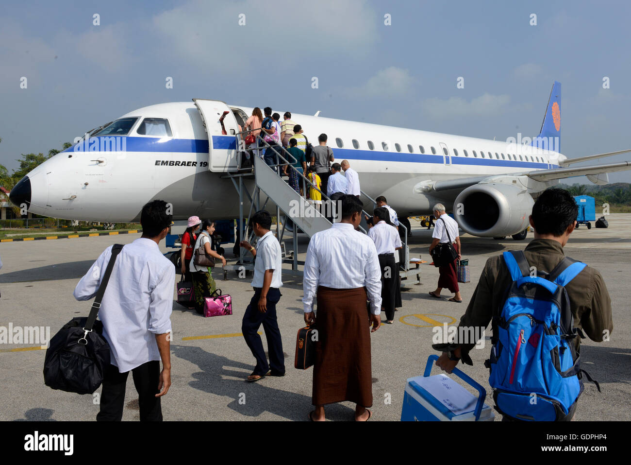 a Airplane of Myanma Airways at the airport of Myeik in the south in ...
