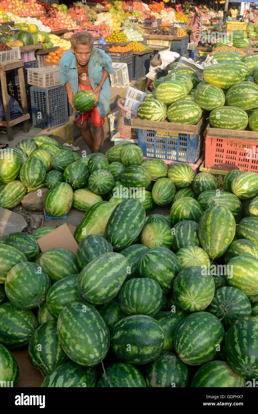 the municipal market in the city of Myeik in the south in Myanmar in ...