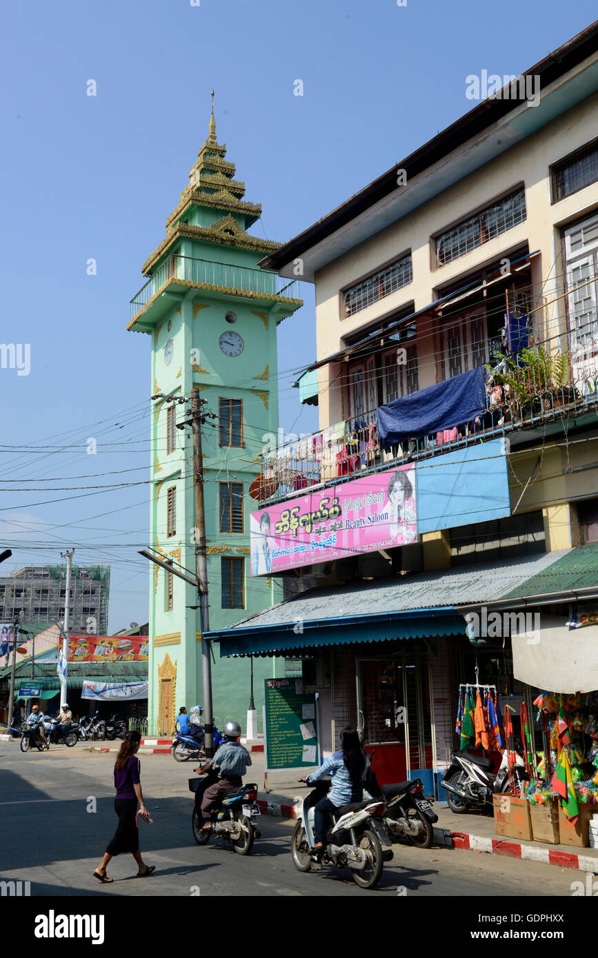 the City centre with the Clock Tower in the city of Myeik in the south ...