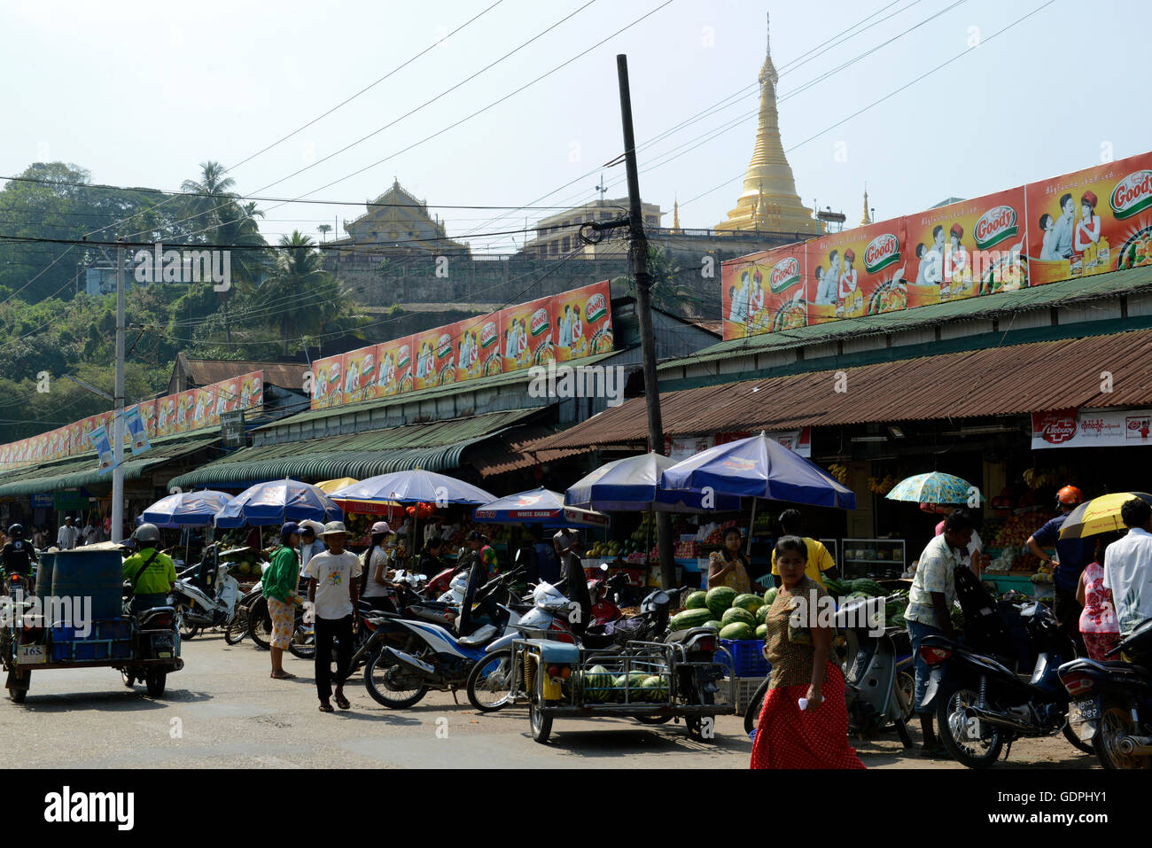 the municipal market in the city of Myeik in the south in Myanmar in ...