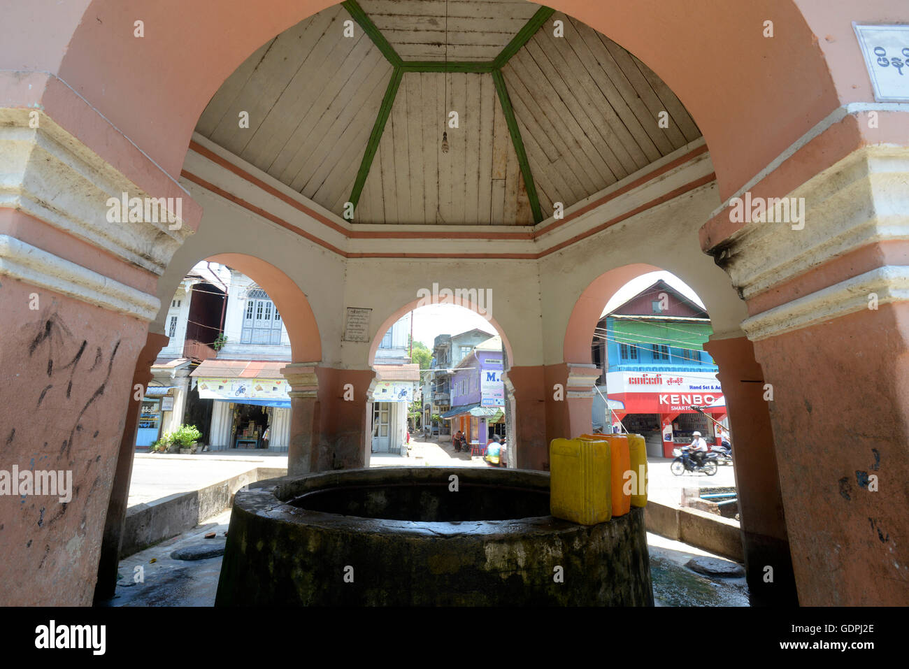 a colonial architecture waterstation in the old city of Myeik in the ...