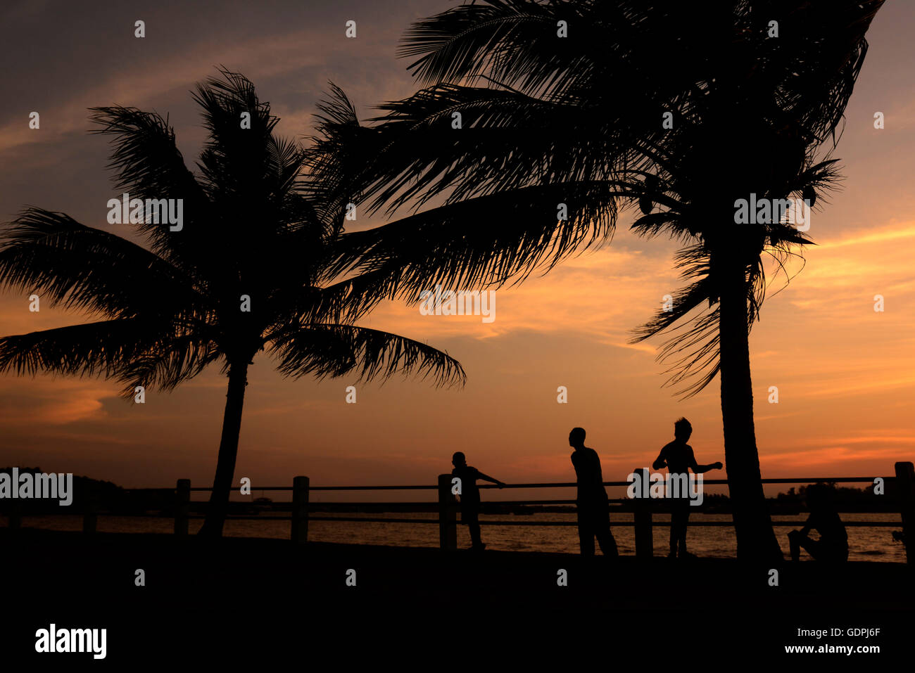 the sunset at the Stand road at the coast of the Andaman sea of Myeik ...