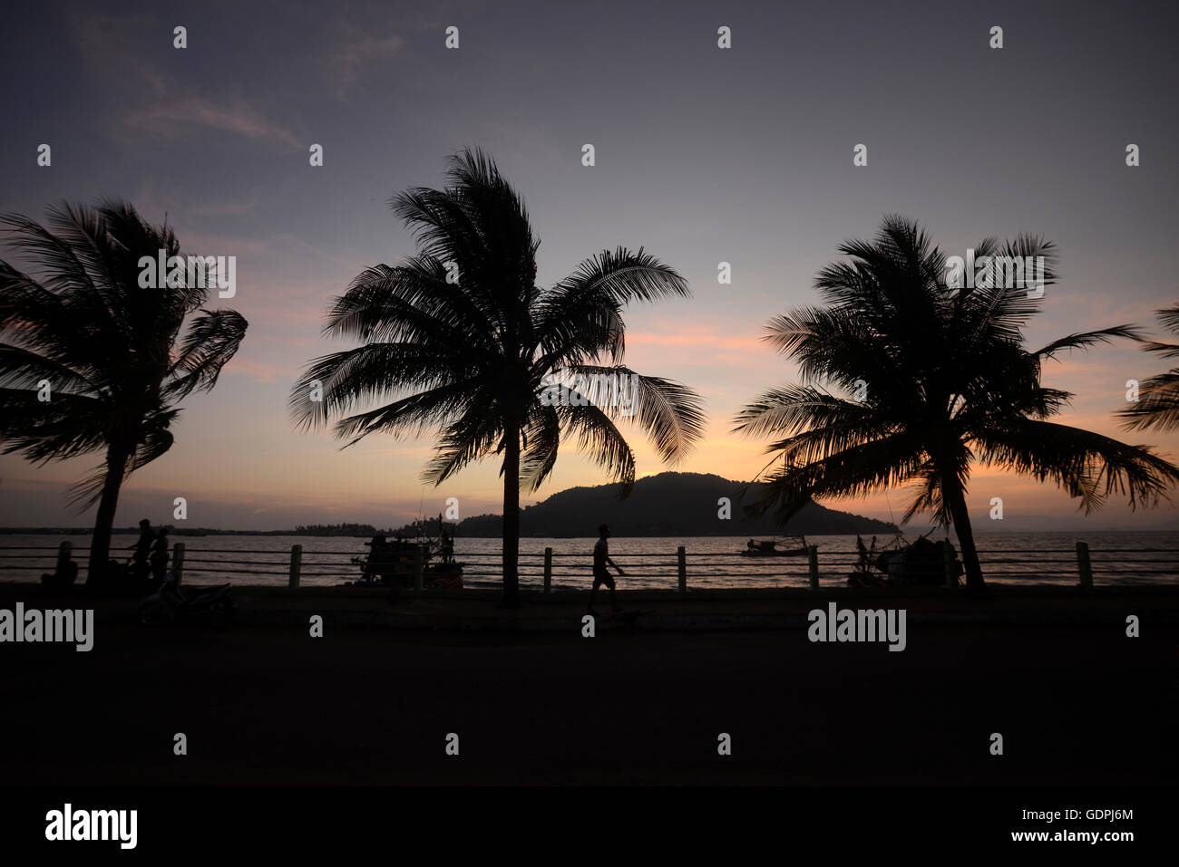the sunset at the Stand road at the coast of the Andaman sea of Myeik ...