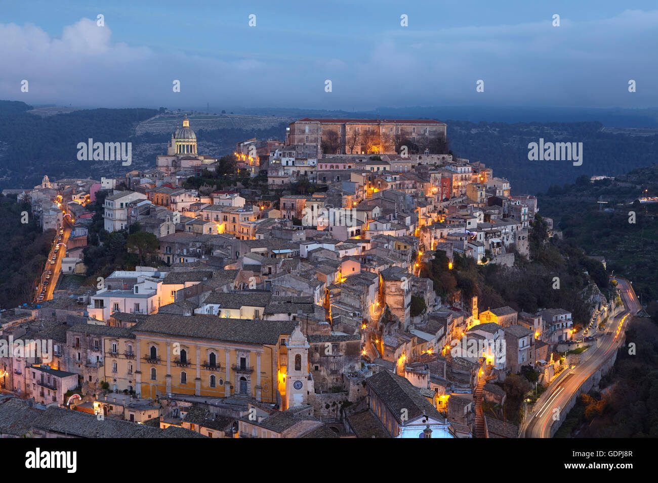 Cityscape of Ragusa Ibla at dusk, Sicily, Italy Stock Photo - Alamy