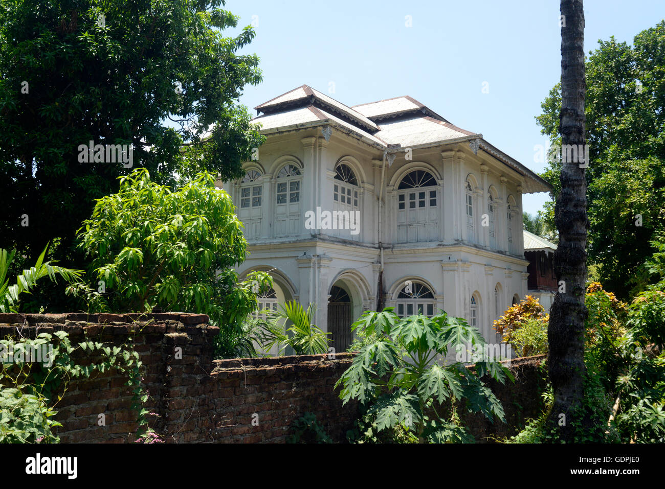 Colonial Buildings in the old city of Myeik in the south in Myanmar in ...