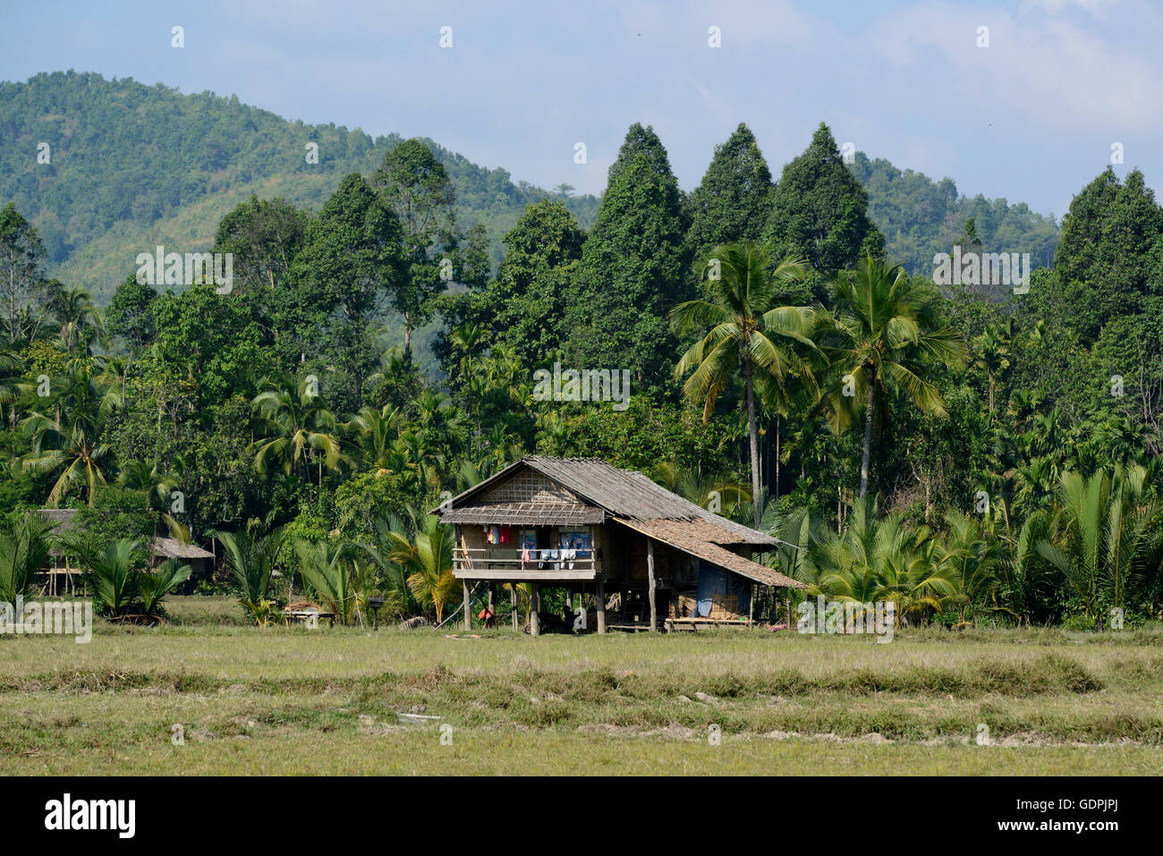 a House in a village near the city of Myeik in the south in Myanmar in ...