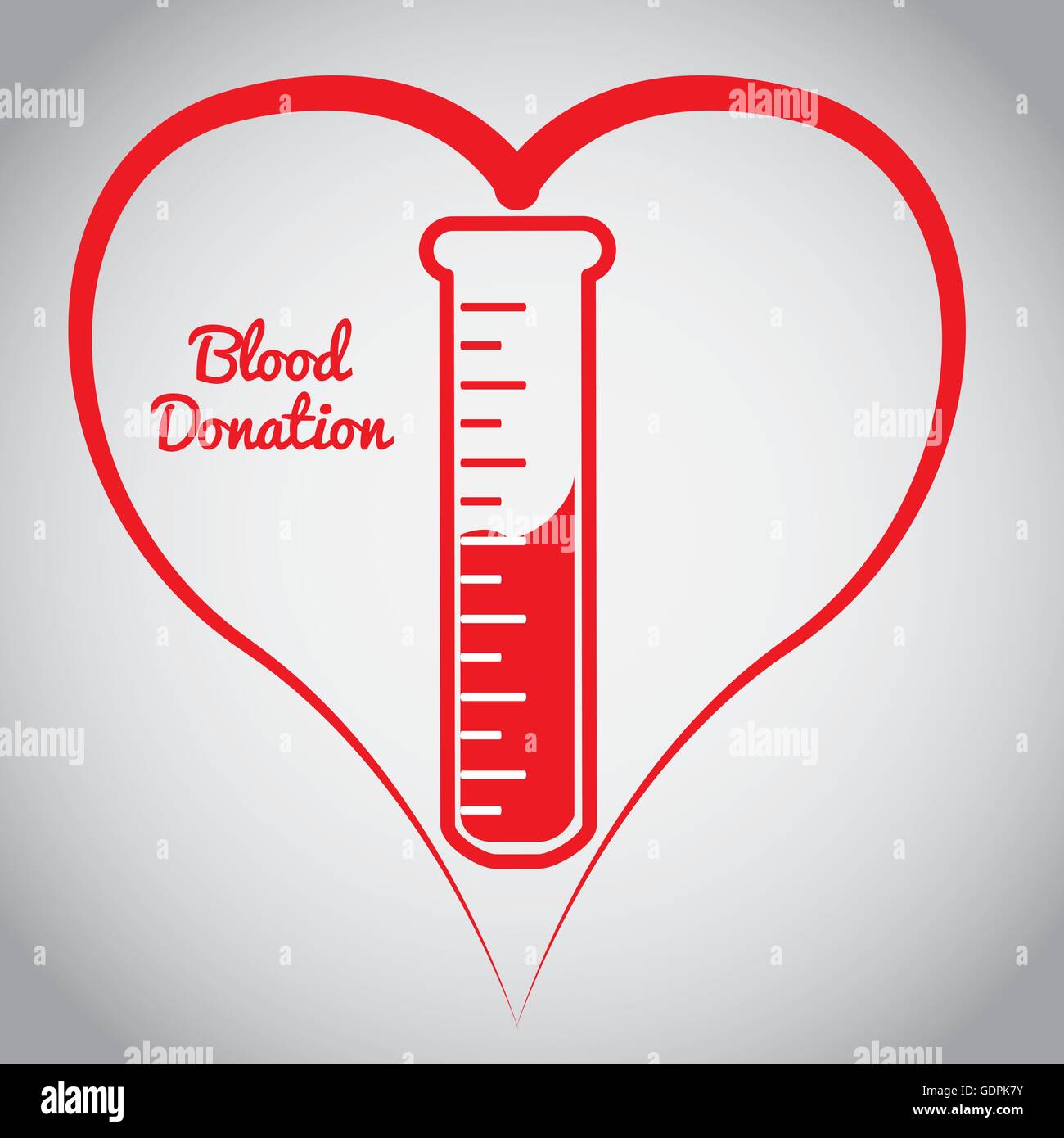 Isolated heart with a test tube, Blood donation, Vector illustration ...