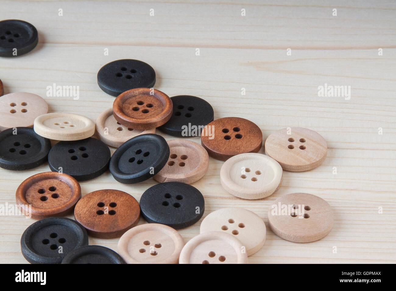 Wooden craft buttons hi-res stock photography and images - Alamy