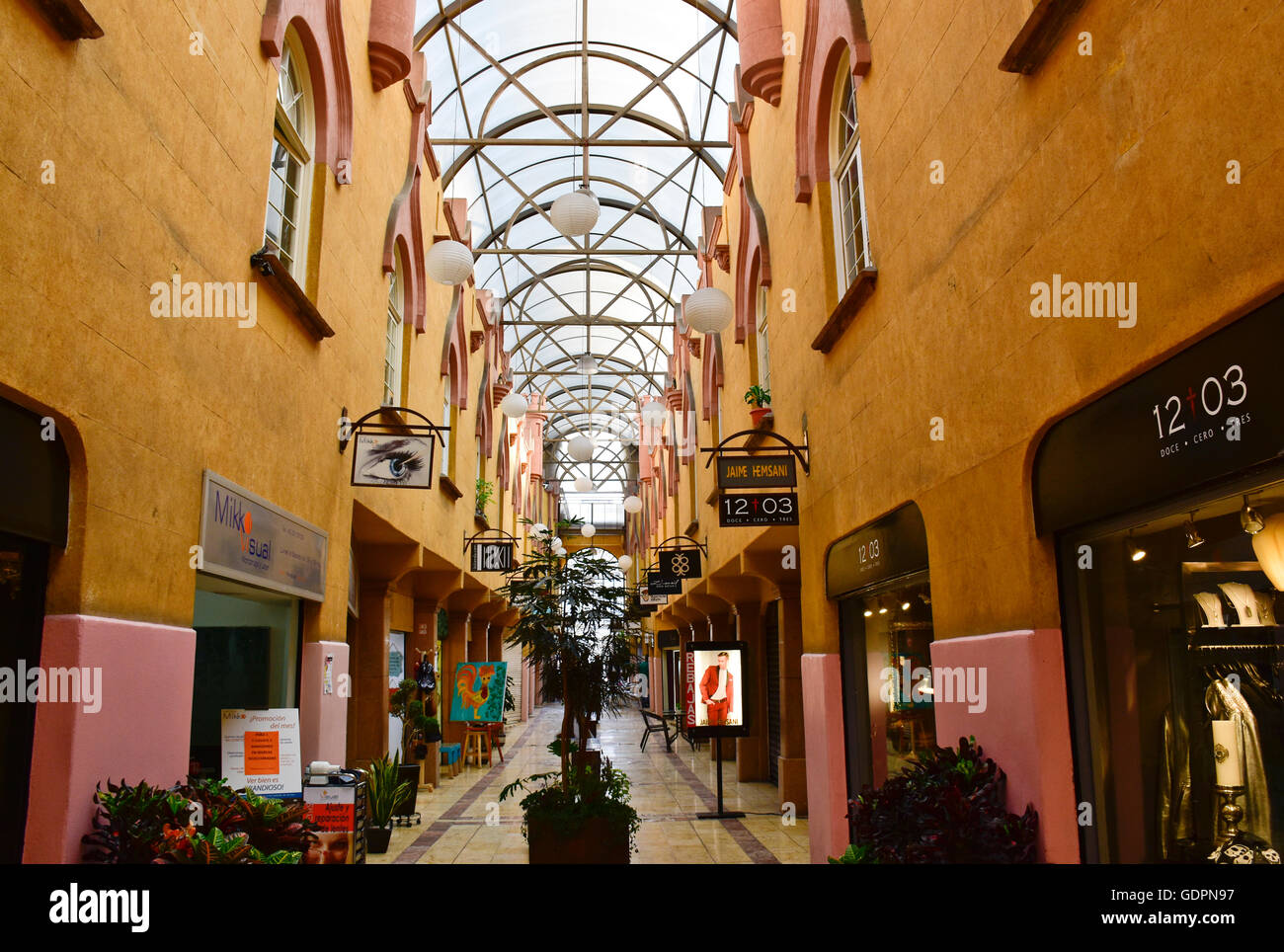 Shops in inside of a Colonia Roma neighborhood building on Avenida ...