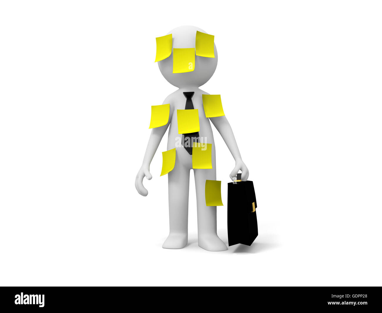 3d people with yellow note, multitasking, post it Stock Photo - Alamy