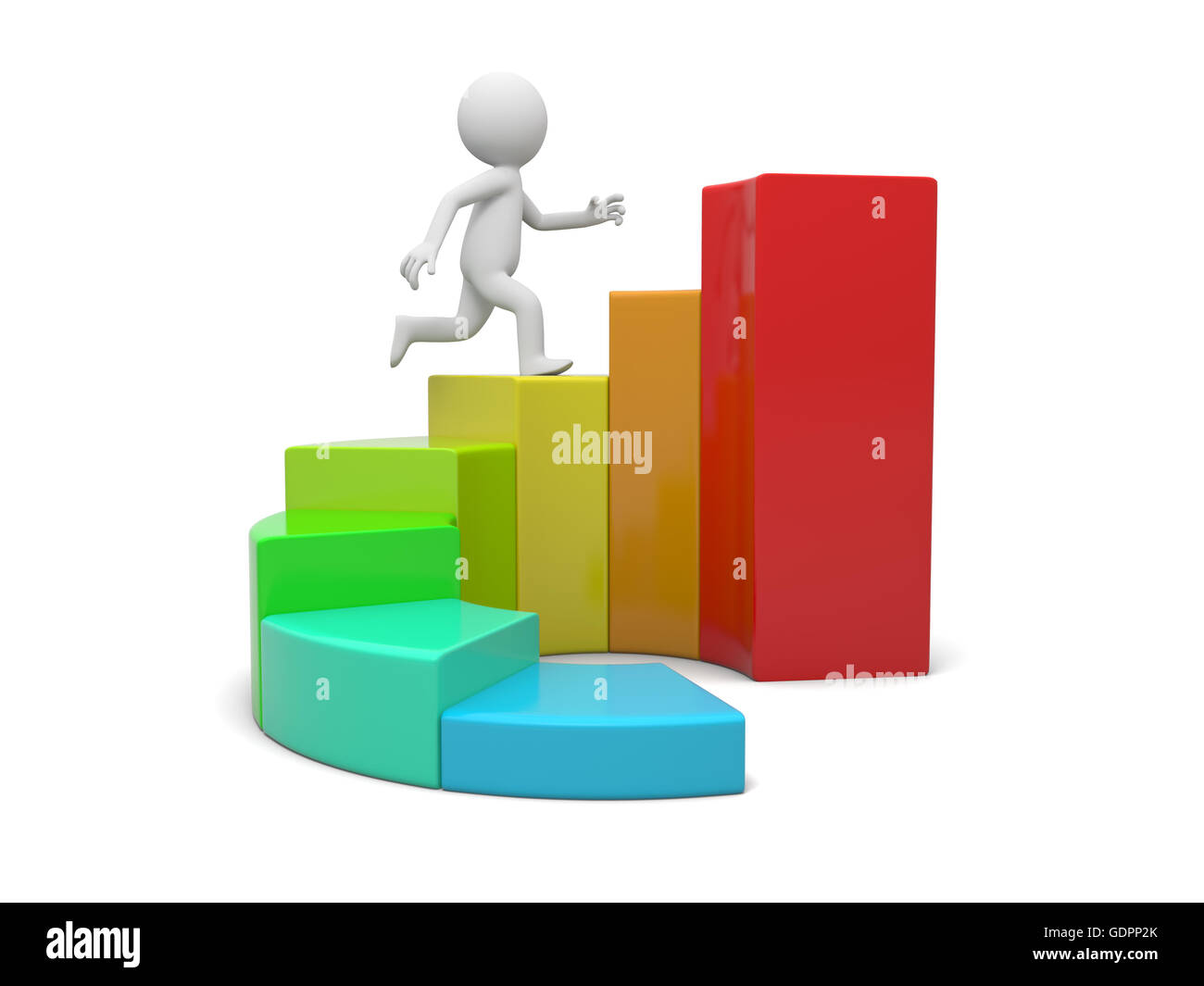 3d man running toward the top of the colorful business graph Stock ...