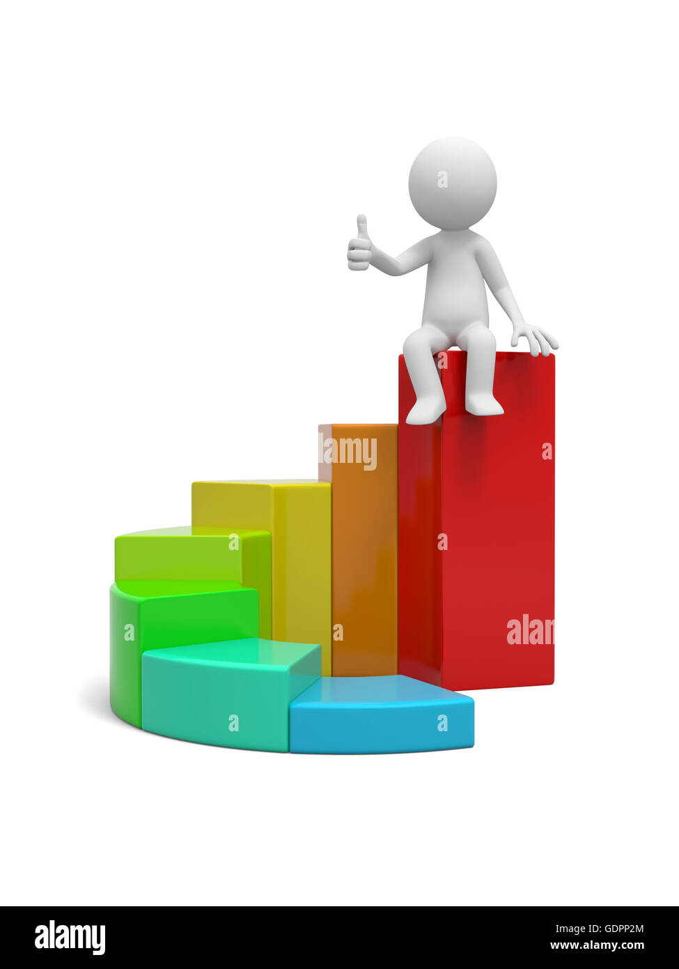 3d man sitting on colorful business graph Stock Photo - Alamy