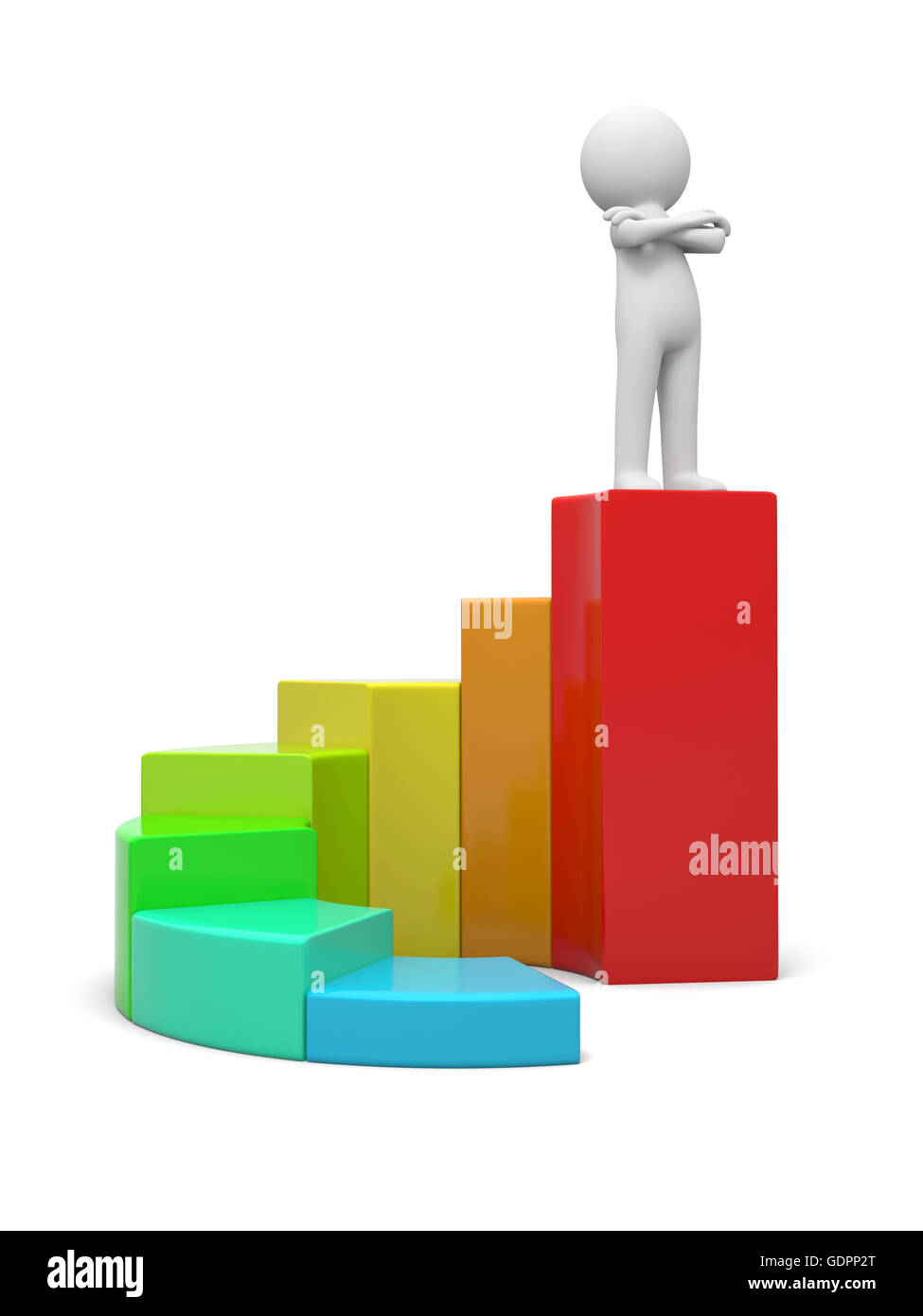 3d man standing on colorful business graph Stock Photo - Alamy