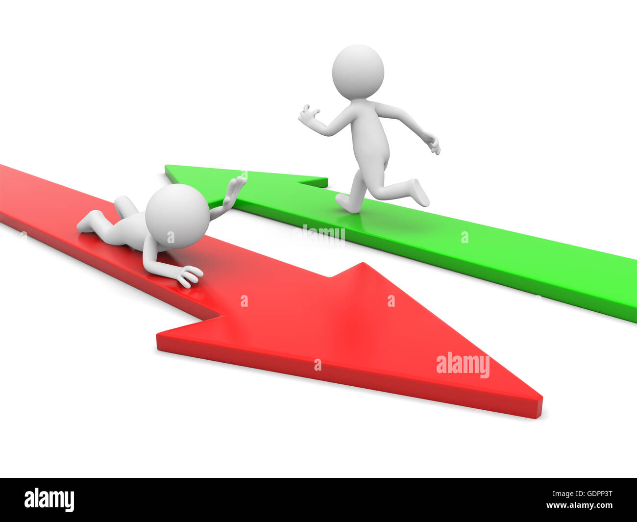 Two 3d men running toward different ways Stock Photo - Alamy