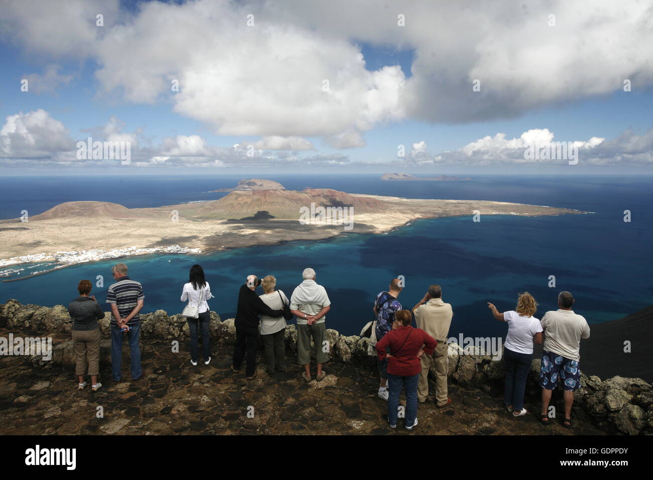 the Mirador del Rio viewpoint on the Island of Lanzarote on the Canary ...
