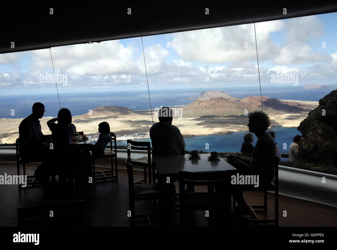 the Mirador del Rio viewpoint on the Island of Lanzarote on the Canary ...